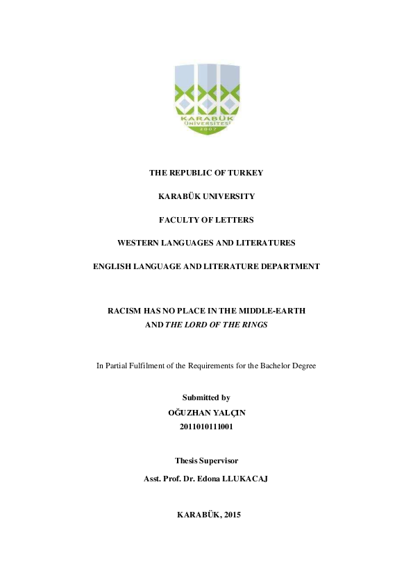 (PDF) Racism Has No Place in The Lord of the Rings and Middle-earth