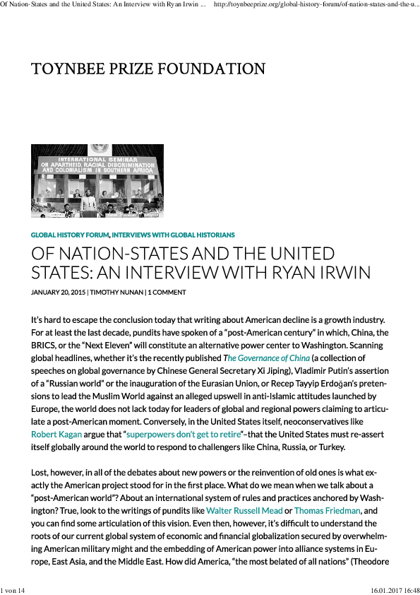 Of Nation-States and the United States: An Interview with Ryan Irwin