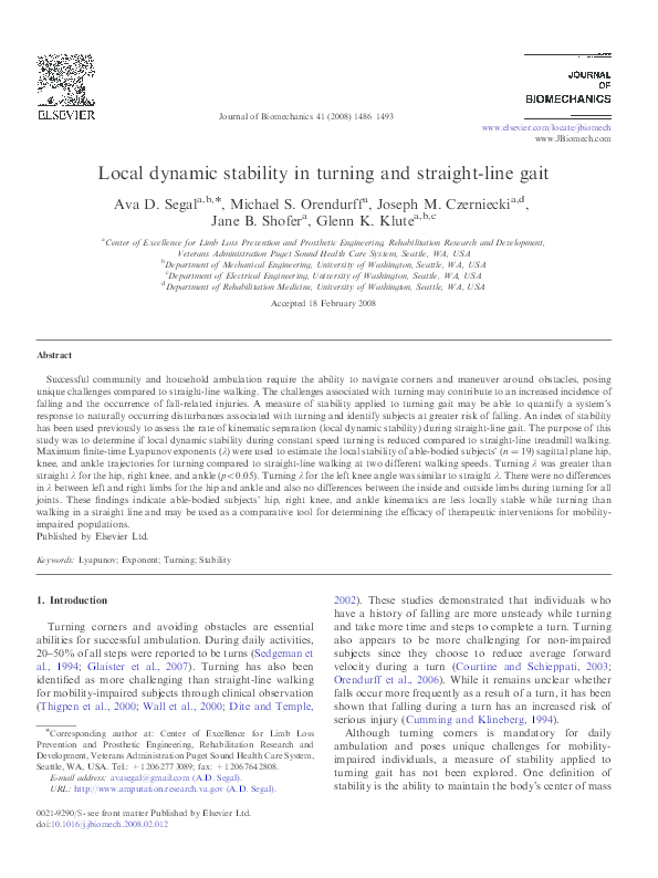 (PDF) Local dynamic stability in turning and straight-line gait