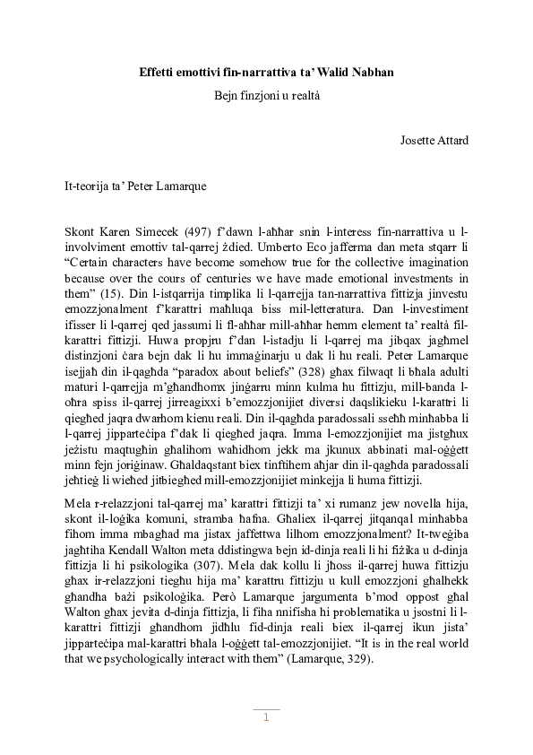 (DOC) Effetti emottivi fin-narrattiva ta' Walid Nabhan