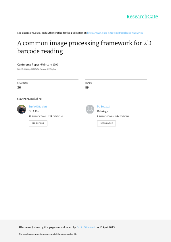 (PDF) A common image processing framework for 2D barcode reading