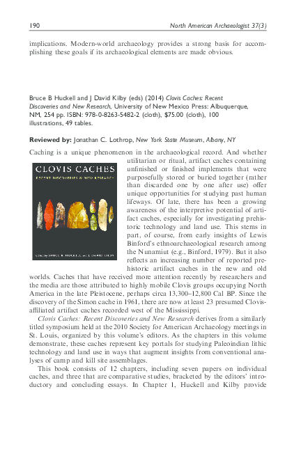 (PDF) 2016 Review in NAA: "Clovis Caches," edited by Bruce Huckell ...