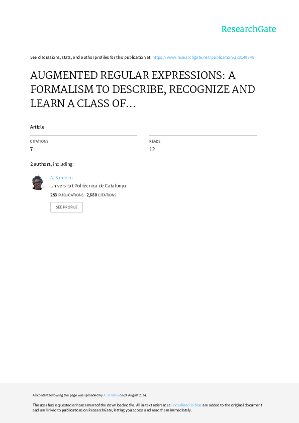 (PDF) Augmented regular expressions: a formalism to describe, recognize ...