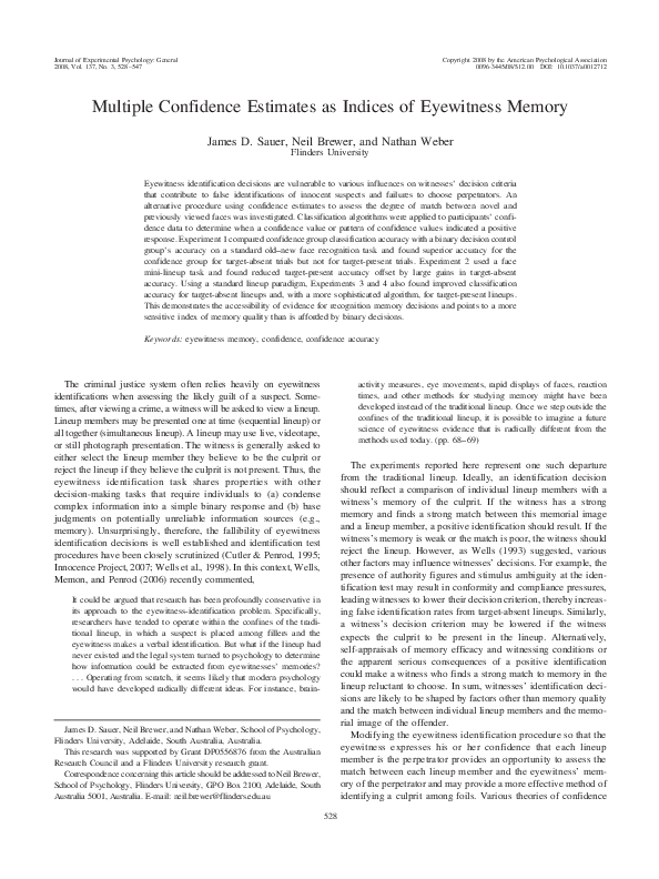 (PDF) Multiple confidence estimates as indices of eyewitness memory