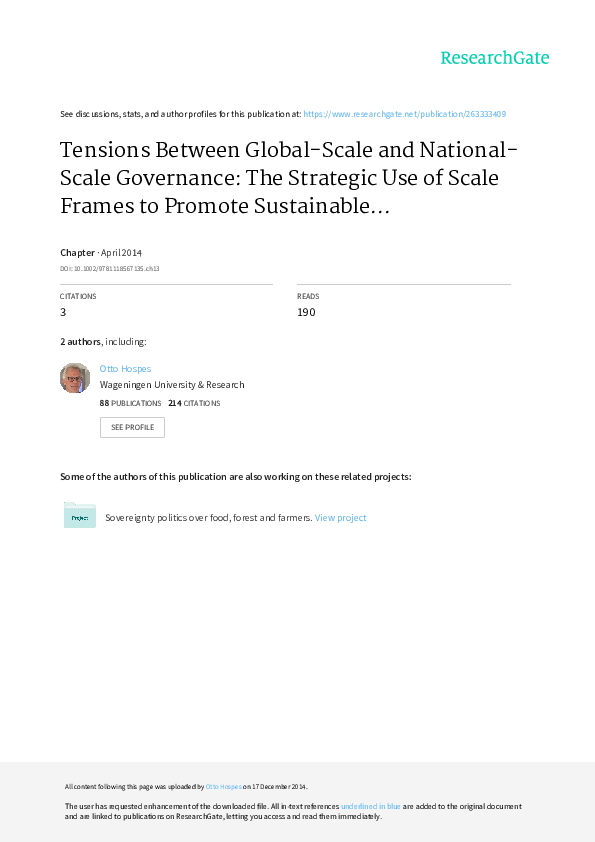 (PDF) Tensions Between Global-Scale and National-Scale Governance: The ...
