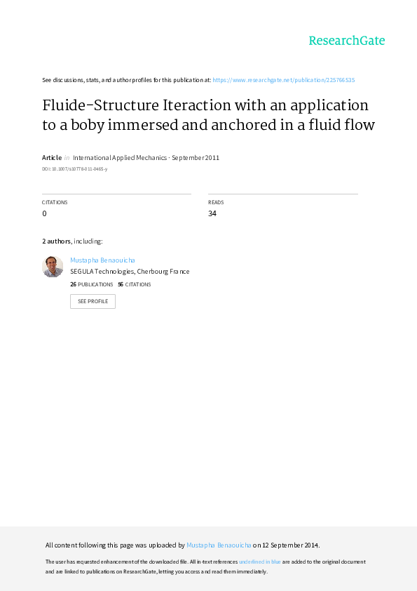(PDF) Fluid structure interaction with applications in biomechanics.