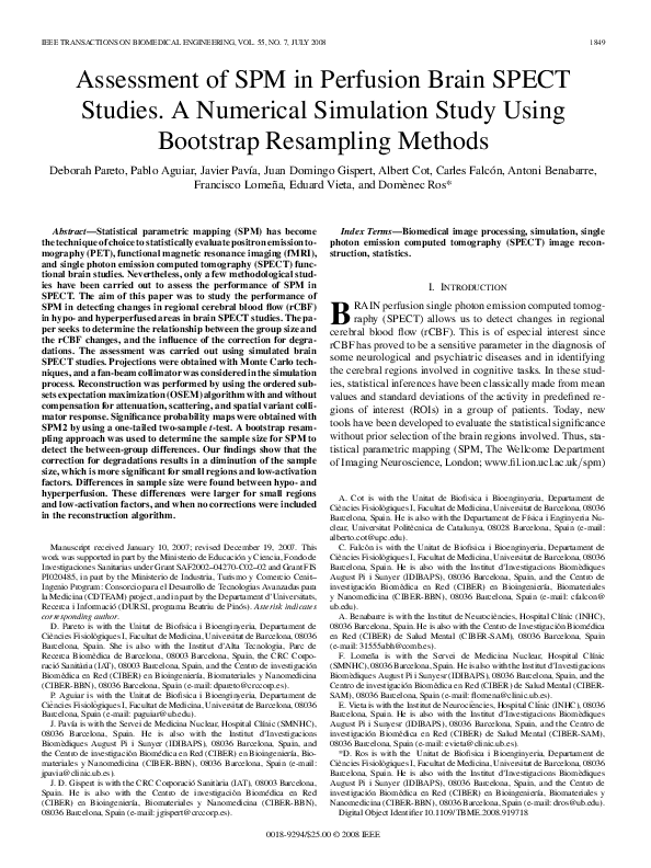 (PDF) Assessment of SPM in perfusion brain SPECT studies. A numerical simulation study using ...