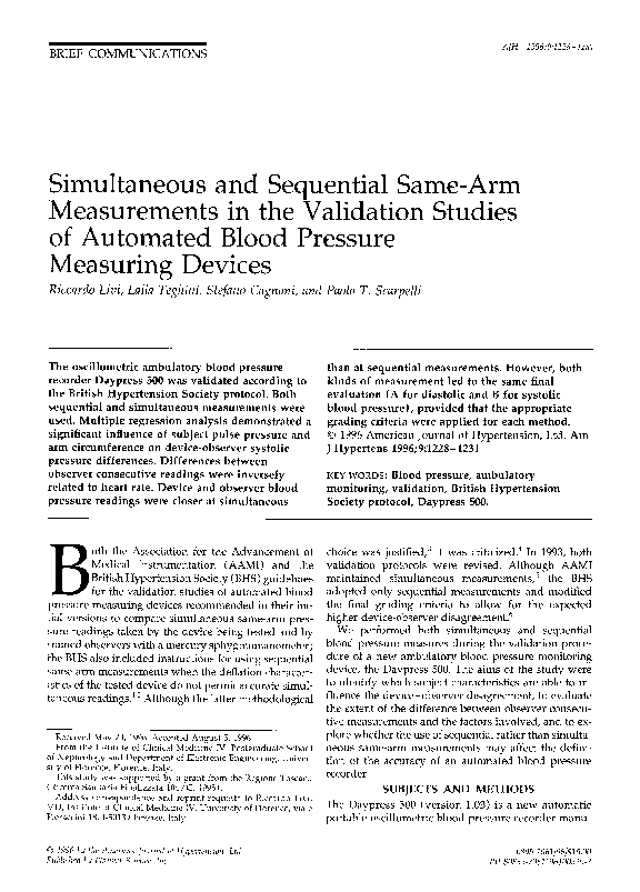 (PDF) Simultaneous and sequential same-arm measurements in the ...