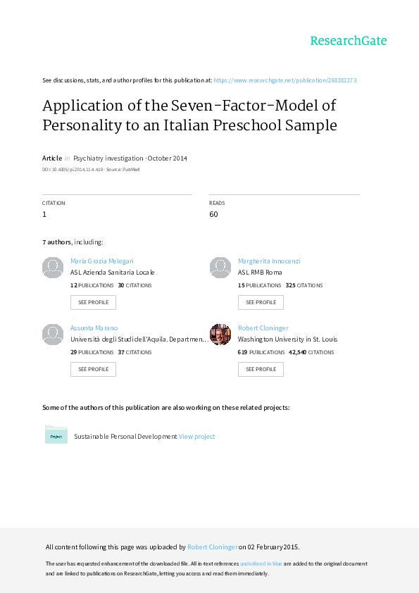 (PDF) Application of the Seven-Factor-Model of Personality to an ...