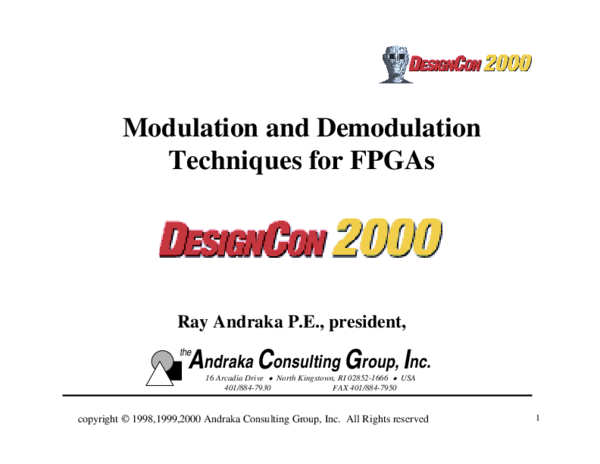 Pdf Modulation And Demodulation Techniques For Fpgas