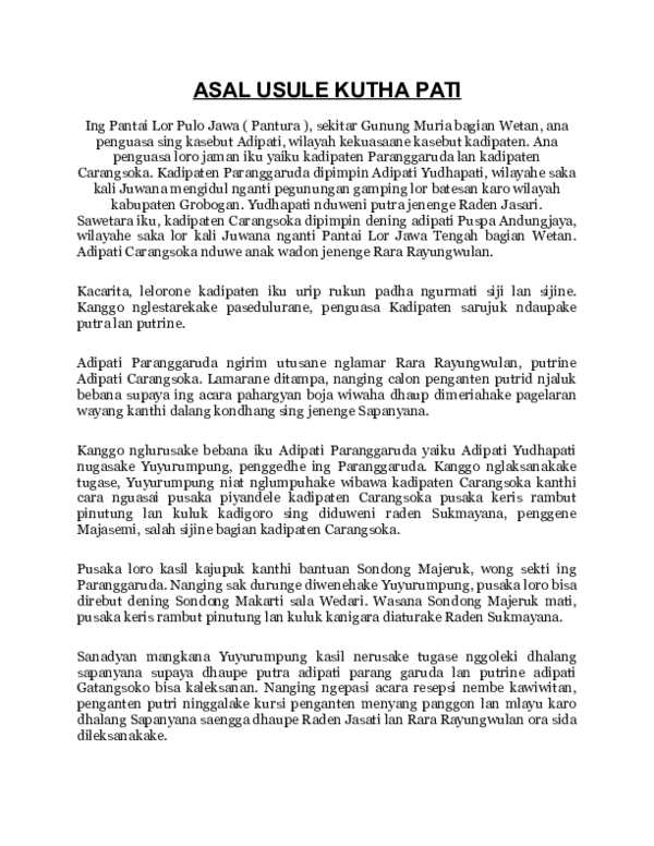 (DOC) ASAL USULE KUTHA PATI