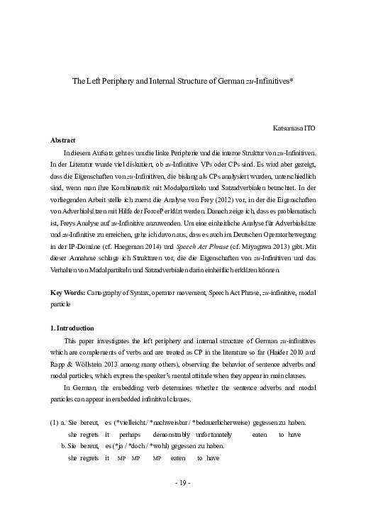 (PDF) The Left Periphery and Internal Structure of German zu-Infinitives