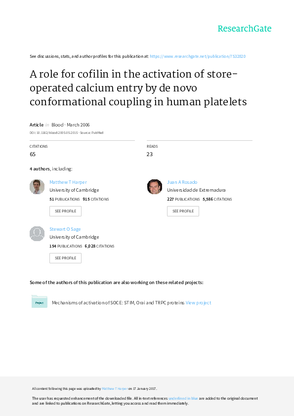 (PDF) A role for cofilin in the activation of store-operated calcium ...