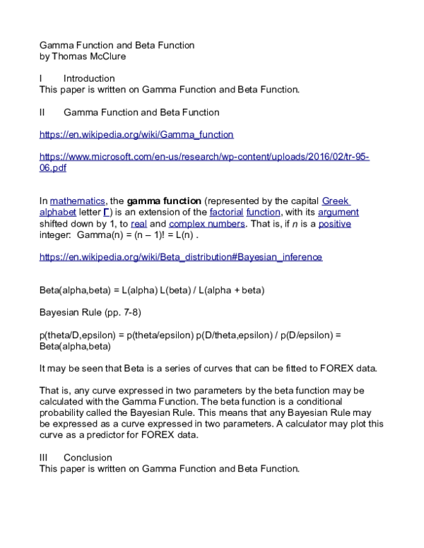(PDF) Gamma Function and Beta Function