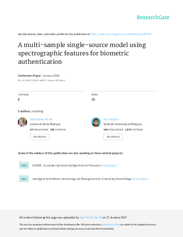 (PDF) A multi-sample single-source model using spectrographic features ...