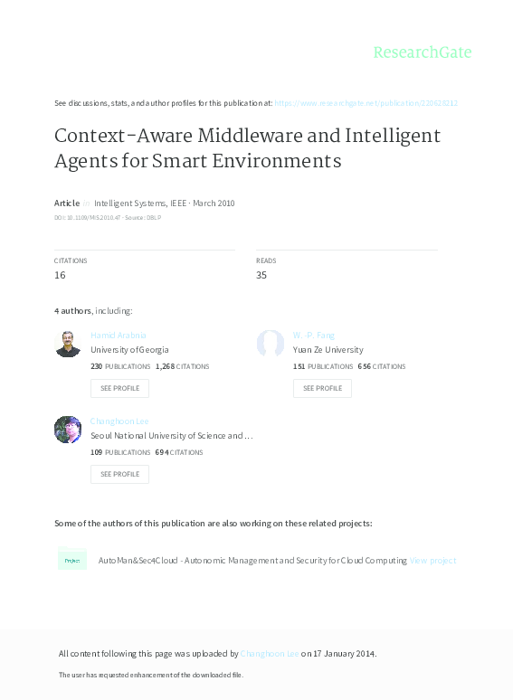 (PDF) Context-Aware Middleware and Intelligent Agents for Smart ...