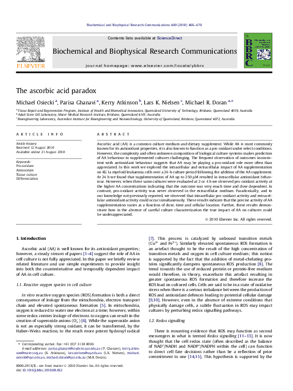 (PDF) The ascorbic acid paradox