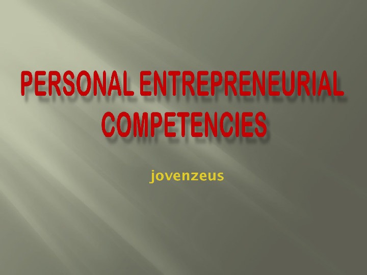 (PPT) PERSONAL ENTREPRENEURIAL COMPETENCIES
