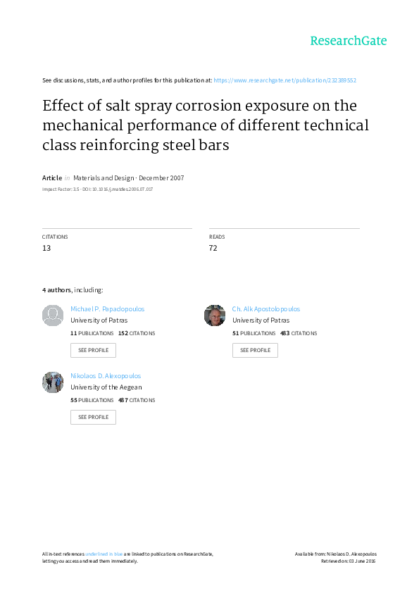 (PDF) Effect of salt spray corrosion exposure on the mechanical ...