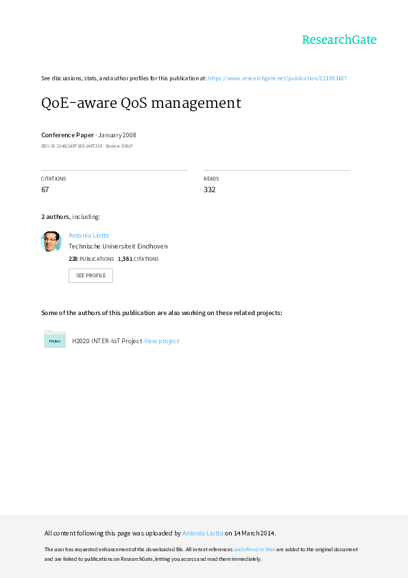 (PDF) QoE-aware QoS management (PDF) QoE-aware QoS management