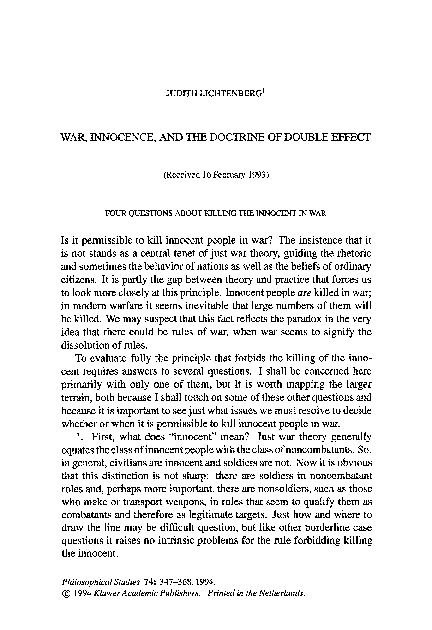 (PDF) War, innocence, and the doctrine of double effect