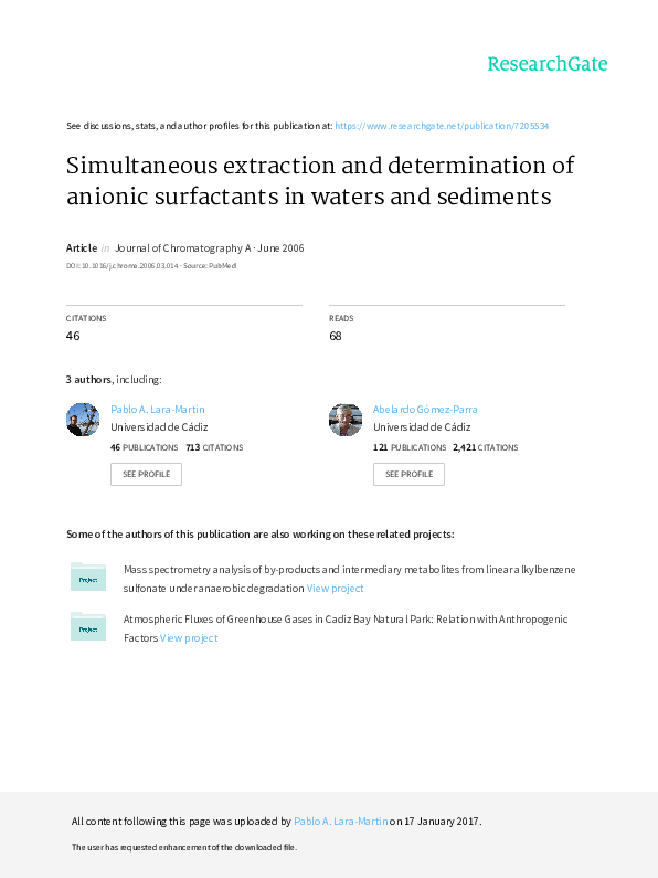 (PDF) Simultaneous extraction and determination of lead, cadmium and copper in rice samples by a ...
