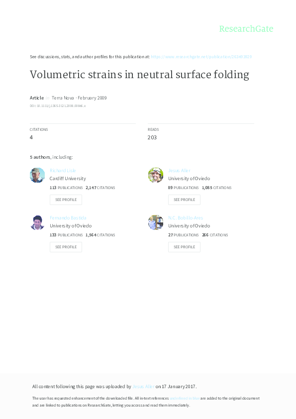 (PDF) Volumetric strains in neutral surface folding