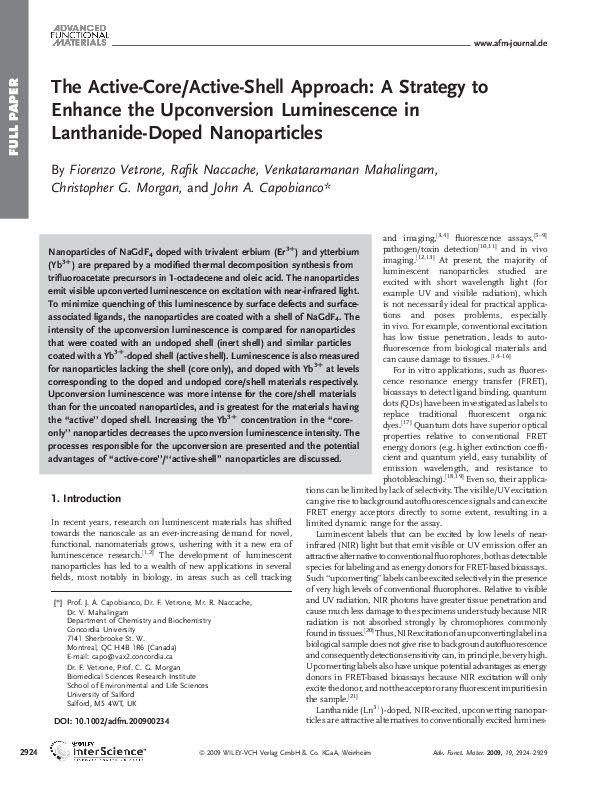 (PDF) The Active‐Core/Active‐Shell Approach: A Strategy to Enhance the ...