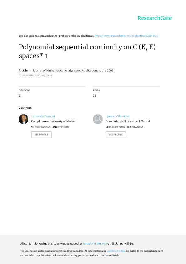 (PDF) Polynomial sequential continuity on C(K,E) spaces