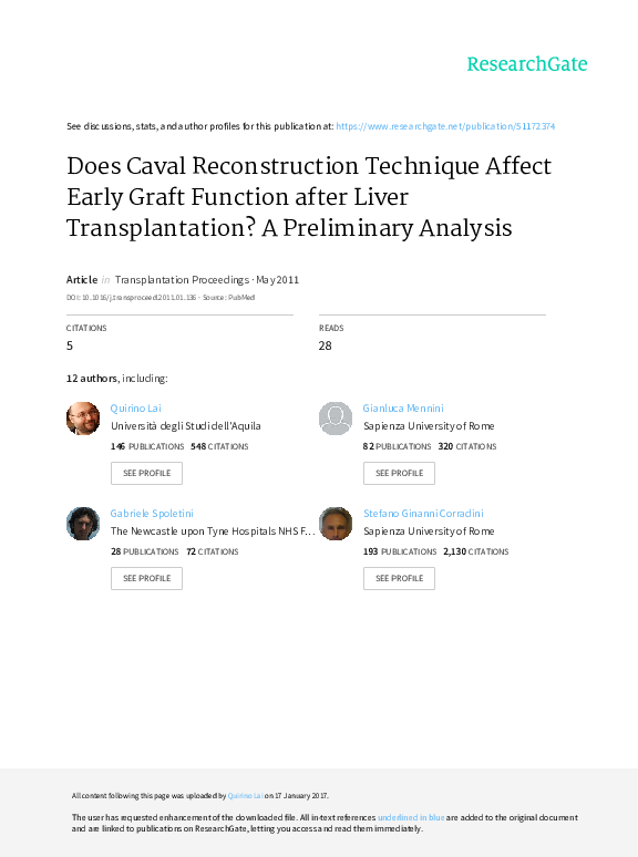 (PDF) Does Caval Reconstruction Technique Affect Early Graft Function ...