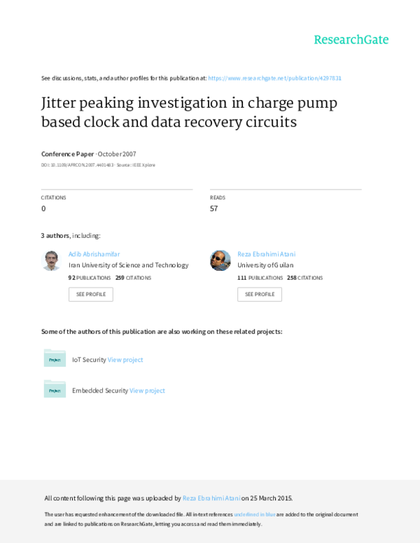 (PDF) Jitter peaking investigation in charge pump based clock and data recovery circuits
