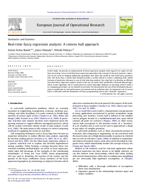 (PDF) Real-time fuzzy regression analysis: A convex hull approach