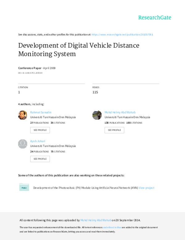 (PDF) Development of Digital Vehicle Distance Monitoring System