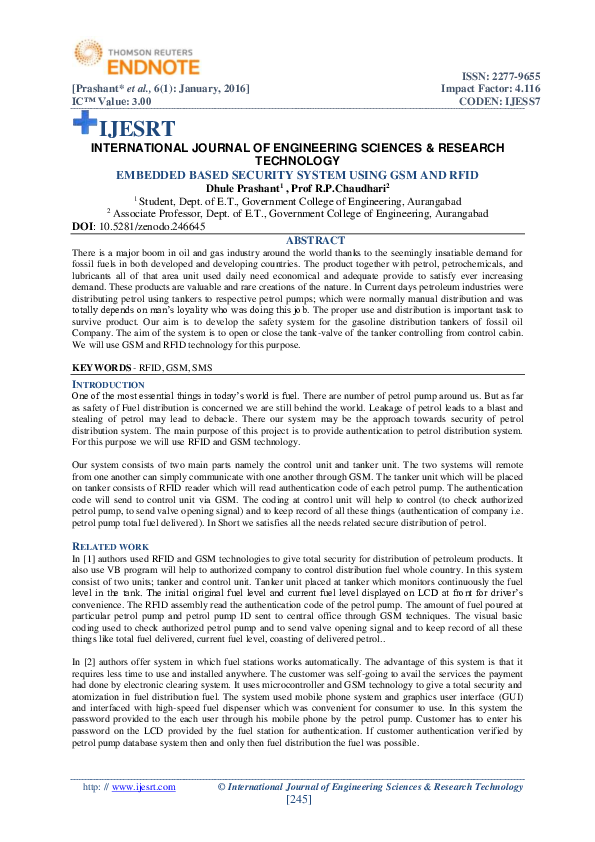 (PDF) EMBEDDED BASED SECURITY SYSTEM USING GSM AND RFID