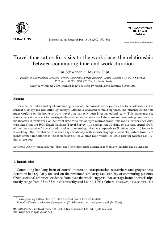 (PDF) Travel-time ratios for visits to the workplace: the relationship ...