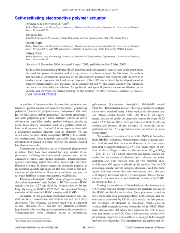 (PDF) Self-oscillating electroactive polymer actuator