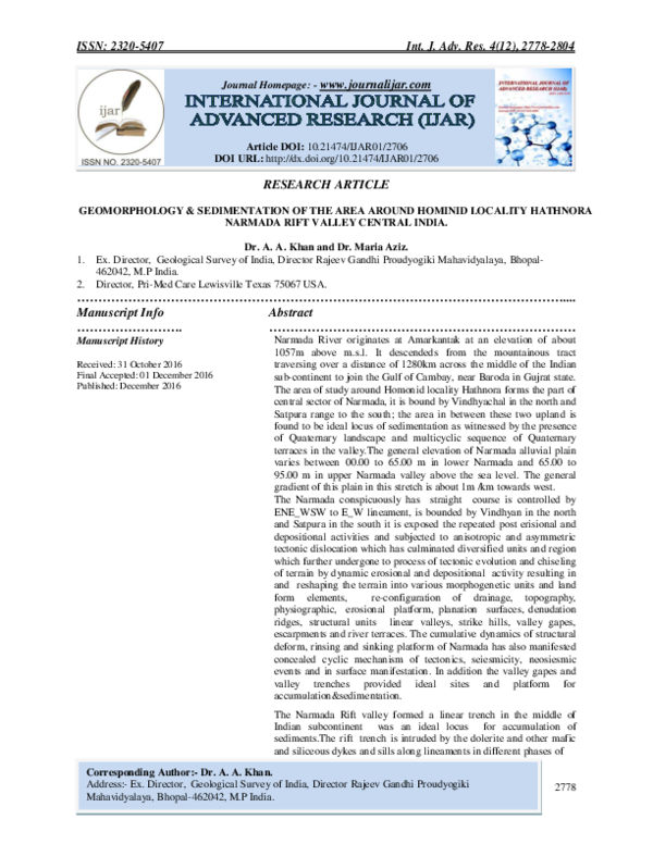 (PDF) GEOMORPHOLOGY & SEDIMENTATION OF THE AREA AROUND HOMINID LOCALITY ...