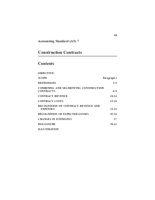(PDF) Accounting Standard (AS) 7 Construction Contracts