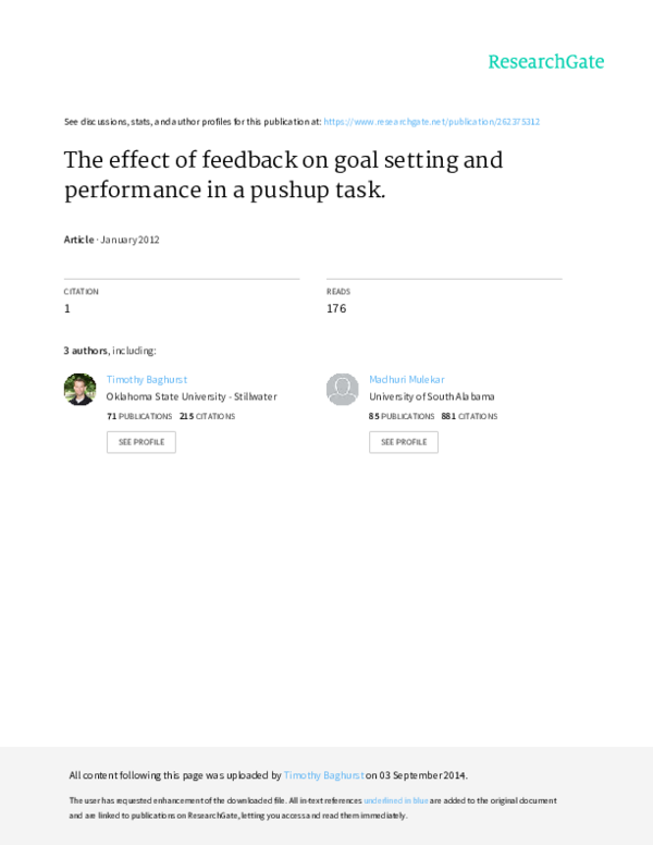 (PDF) The Effect of Feedback on Goal Setting and Performance (presentation)