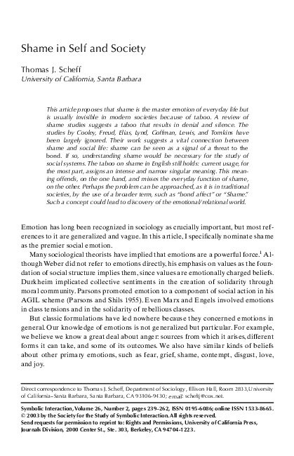 (PDF) Shame in self and society