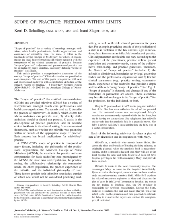 (PDF) Scope of practice: freedom within limits