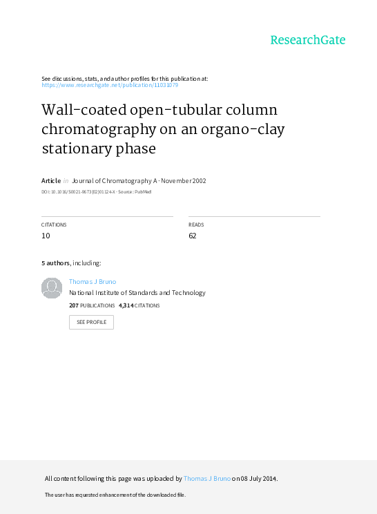 (PDF) Wall-coated open-tubular column chromatography on an organo–clay ...