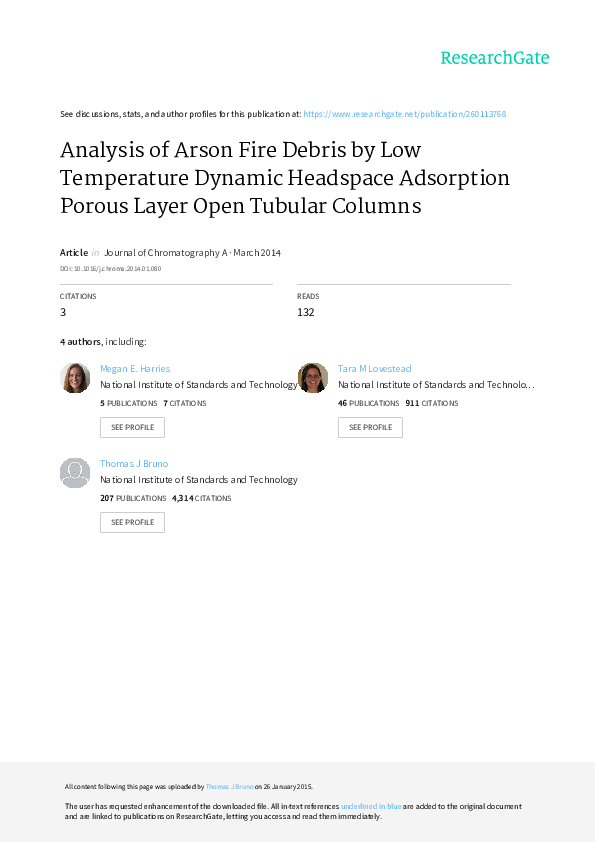 (PDF) Analysis of arson fire debris by low temperature dynamic ...