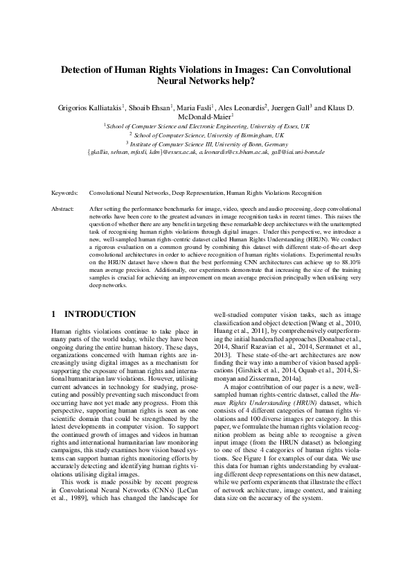 (PDF) Detection of Human Rights Violations in Images: Can Convolutional Neural Networks help