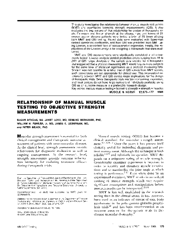 (PDF) Relationship of manual muscle testing to objective strength ...