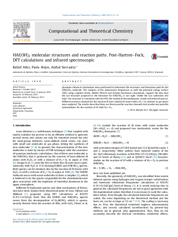 (PDF) HAl(OH) 2 molecular structures and reaction paths. Post-Hartree ...