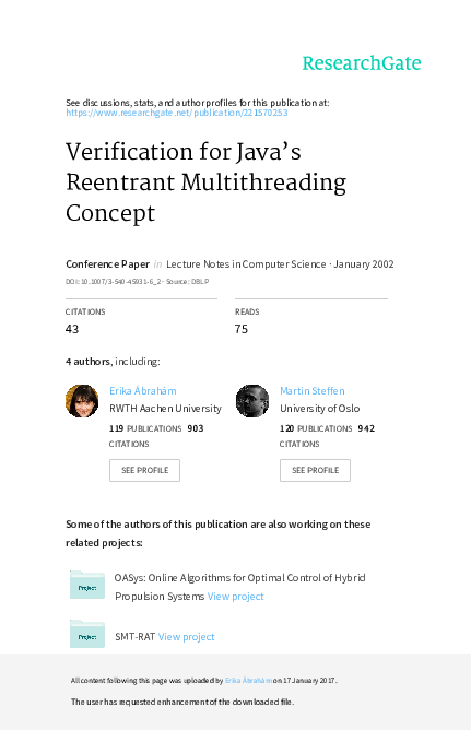 (PDF) Verification for Java's Reentrant Multithreading Concept: Soundness and Completeness