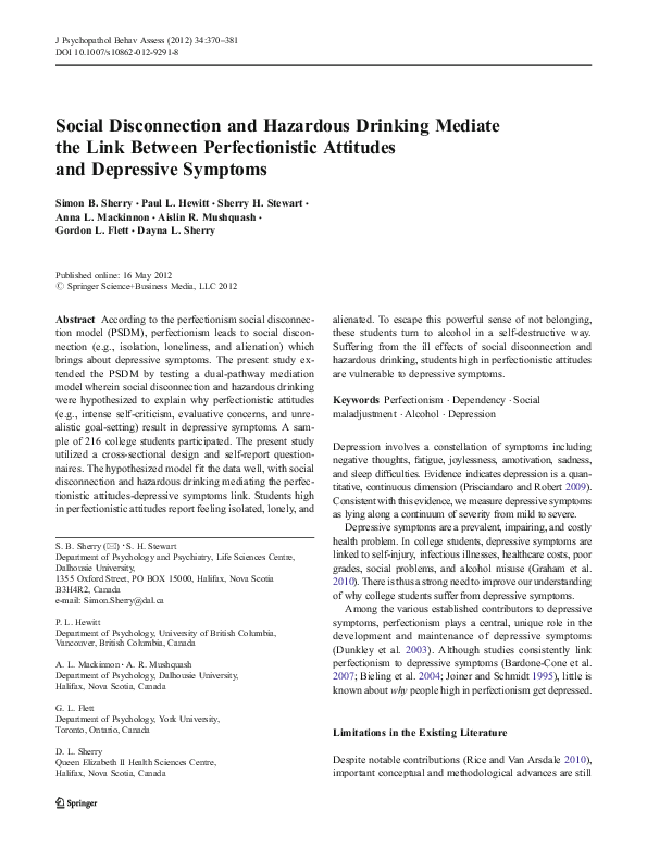 (PDF) Social disconnection and hazardous drinking mediate the link ...