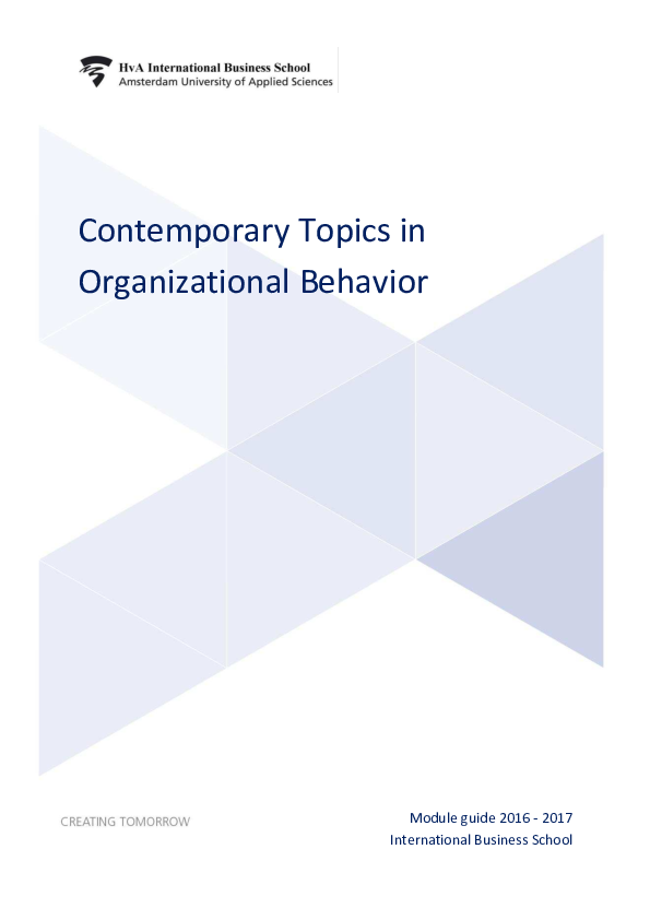 (PDF) Contemporary Topics in Organizational Behavior Module guide 2016 ...