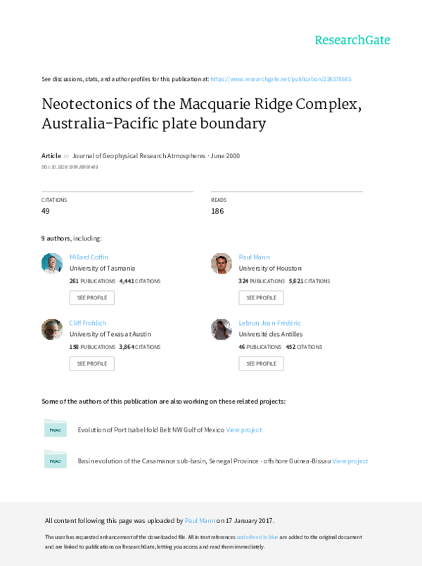 (PDF) Neotectonics of the macquarie ridge complex, Australia-Pacific ...